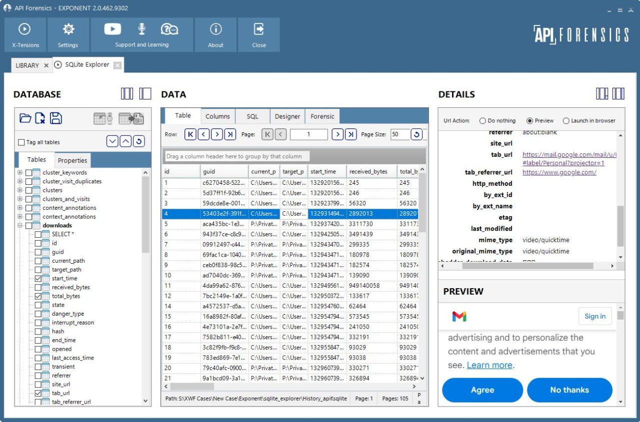 Exponent SQLite Explorer - CDFS - Digital Forensic Products, Training & Services