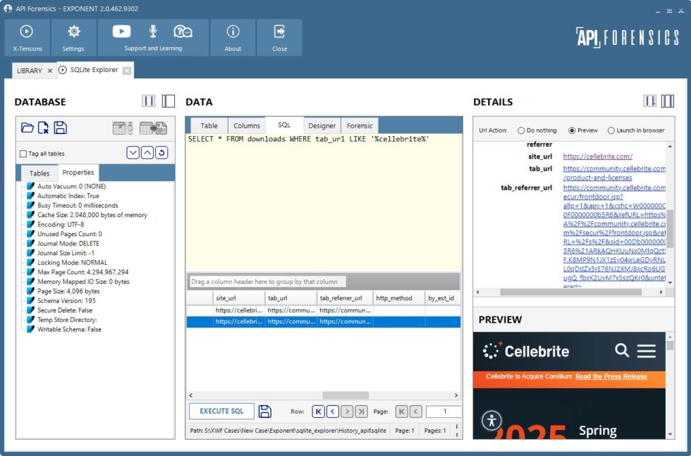 Exponent SQLite Explorer - CDFS - Digital Forensic Products, Training & Services